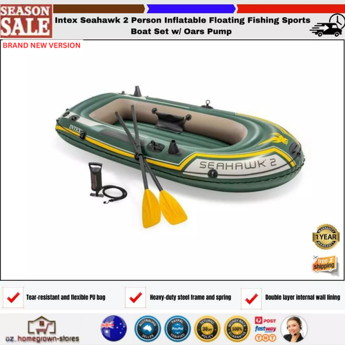 Intex Seahawk 2 Person Inflatable Floating Fishing Sports Boat Set w ...