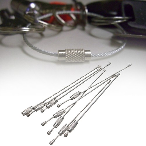 100PCS 4" 10cm Stainless Steel Wire Cable Keychain Key Chains Rings ...
