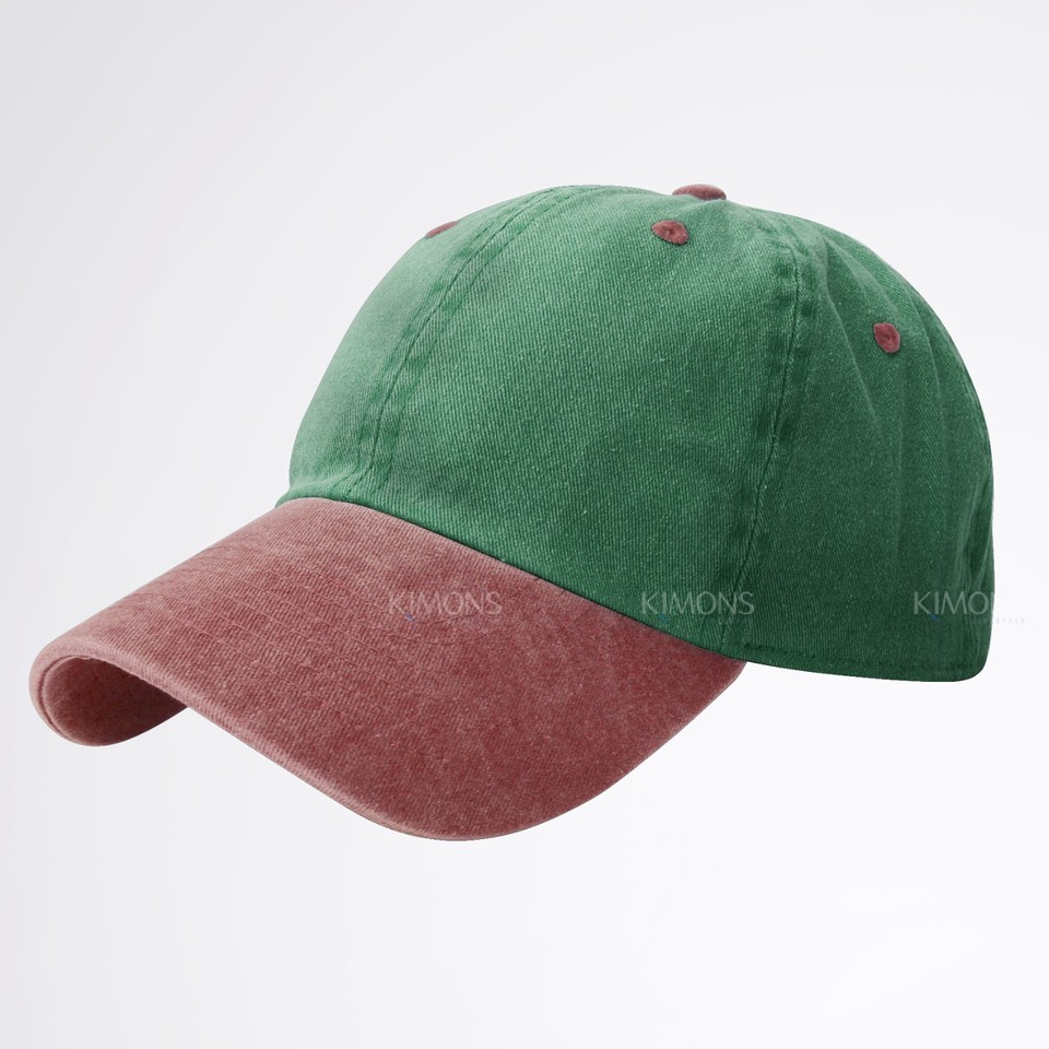 Pigment Dyed Baseball Ball Cap Washed 2Two Tone Cotton Vintage Hat Dad ...