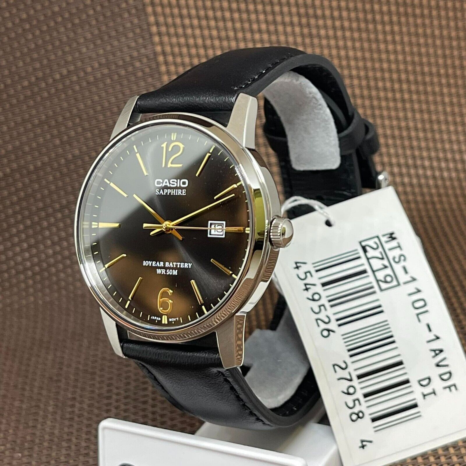 Casio MTS-110L-1A Black Analog Leather Quartz Date Classic Simple Men's ...