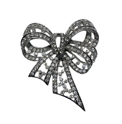 Vintage JOAN RIVERS Clear Rhinestone BOW BROOCH Pin Signed | eBay