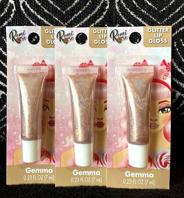 🌺3pk REMI ROSE GEMMA BRONZE GOLD GLITTER SHINE LIP PLUMPING LIQUID GEL ...