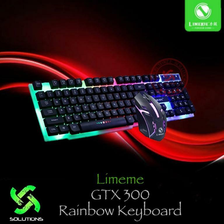 Limeme GTX 300 Suspension Rainbow Light Gaming Mouse and KB Combo For ...