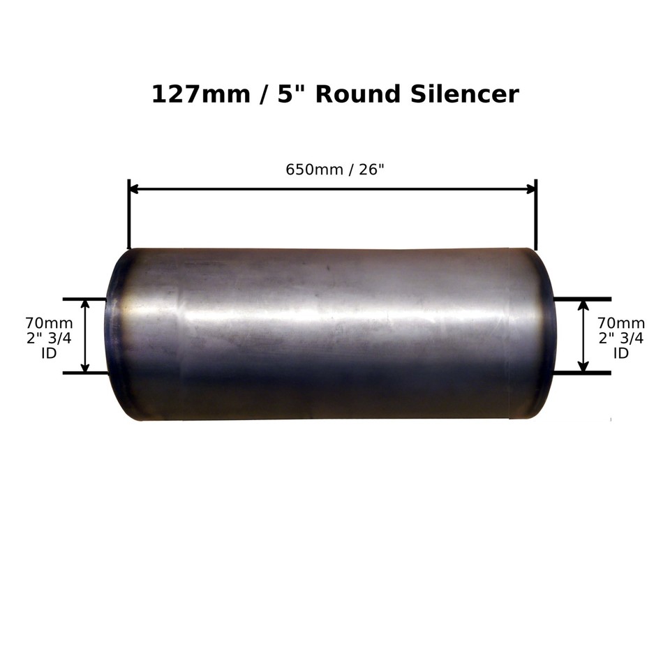 5" x 26" Weld On Mild Steel Silencer Exhaust Box Body, 2" 3/4 (70mm ...