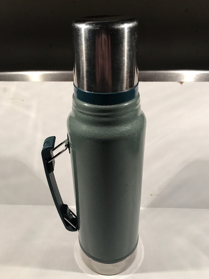Stanley Green Thermos W/ Cup and Handle Approx. 14.25" Built for Life Since 1913 | eBay