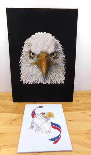 Set of Finished Cross Stitch Bald Eagle Head Designs NO Frame Majestic ...