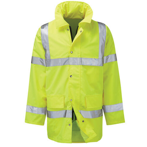 HI VIS WATERPROOF 3/4 YELLOW JACKET HIGH VISIBILITY BOMBER COAT ...