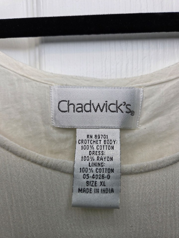 Chadwicks Vintage Dress Ivory XL Boho Embroidered Beach Minimalist Peasant | eBay