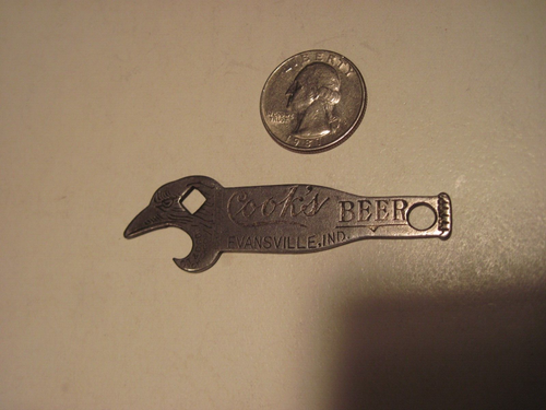 Cook's Beer Wolf Head Bottle Opener Evansville, Ind. Goldblume Brewery ...