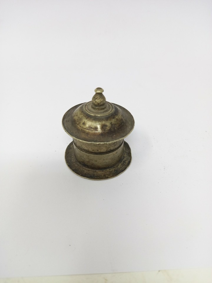 Antique India Old Brass Carved Kumkum Tika Powder Box 2Compartment ...