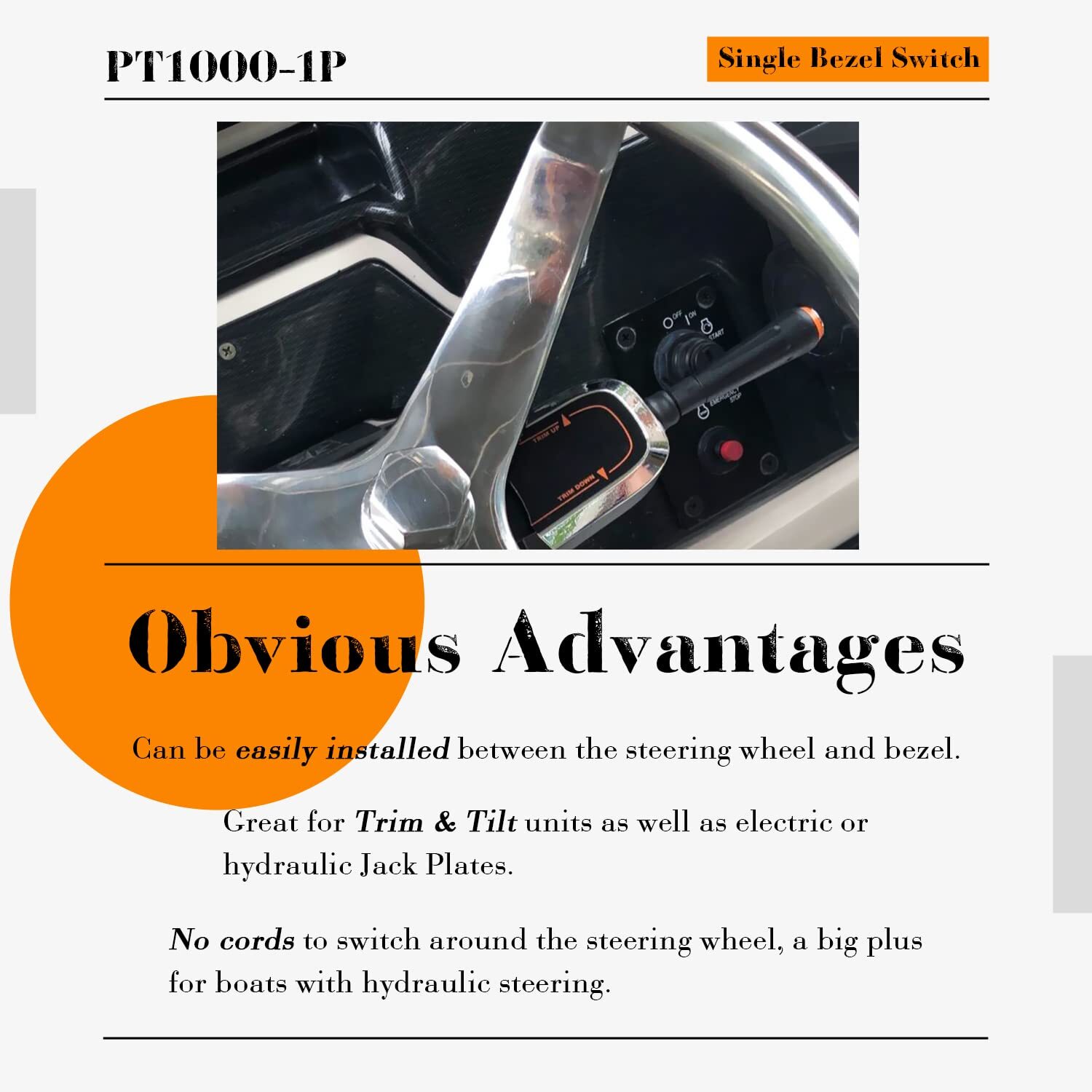 PT1000-1P Single Bezel Control Switch Blinker Trim/Jack Plate for ...