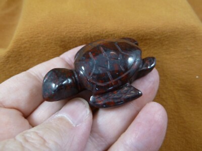 Y-TUR-SE-736 Red brecciated jasper SEA TURTLE gemstone figurine love ...