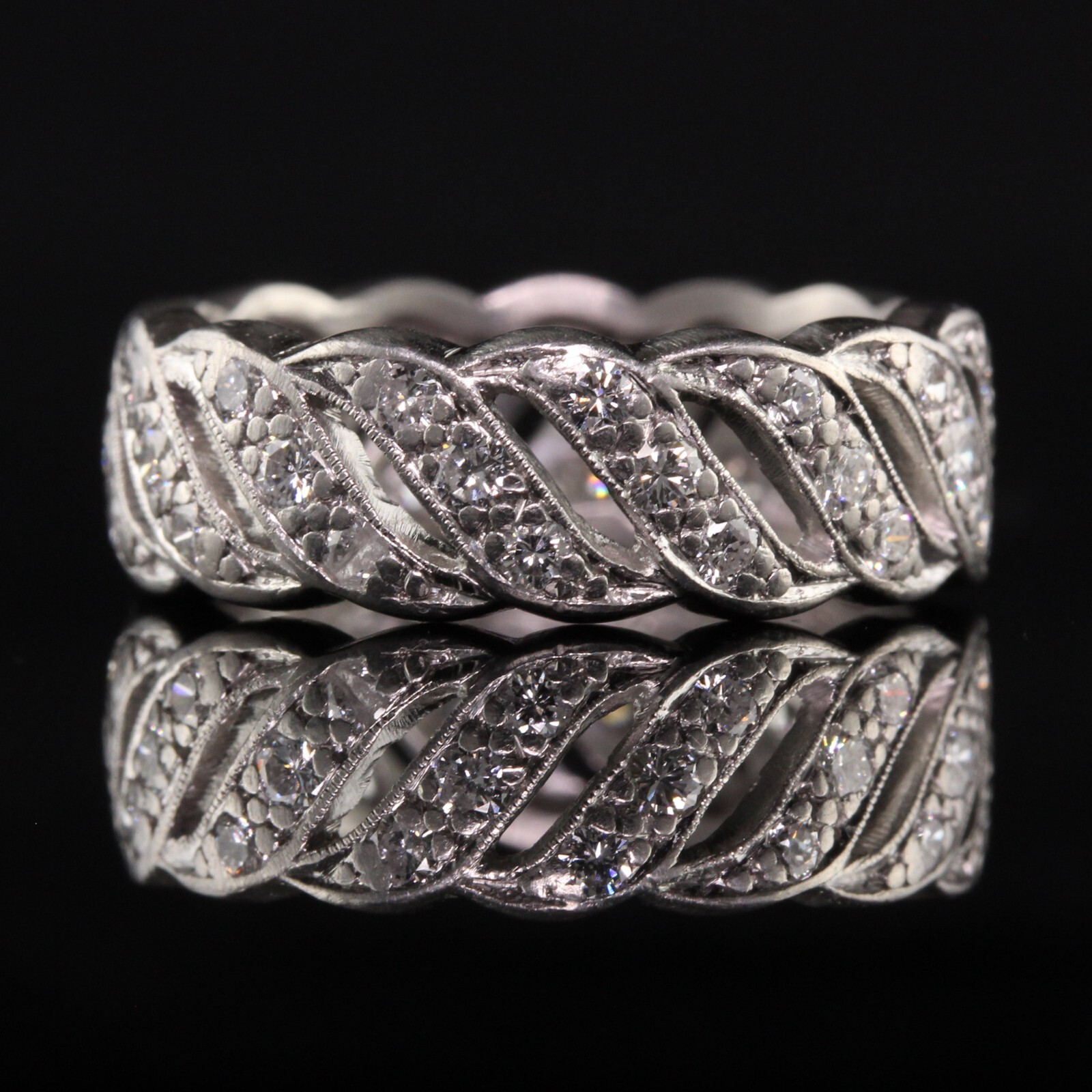 Antique Art Deco Platinum Wide Diamond Eternity Band … - Gem