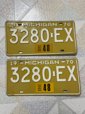 1970 Pair Commercial Michigan License Plates Gross Weight 48,000 | eBay
