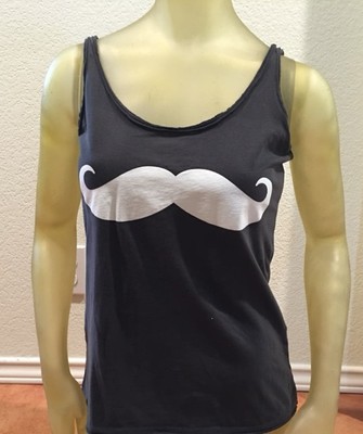 Moustache Womens Vintage Washed Charcoal Tank Top XS, S, Med. Singlet ...