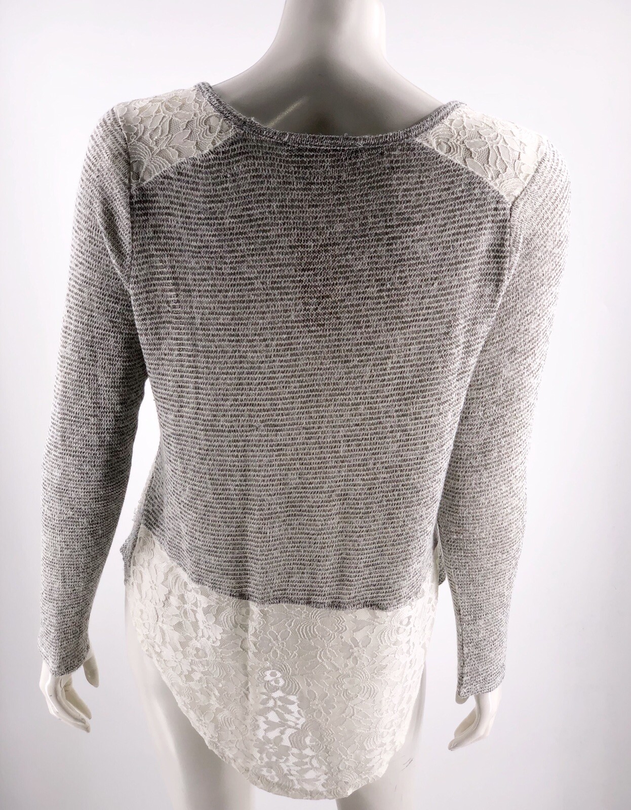 American Rag Cie Top Medium Gray White Marled Lace Hi Lo Hem Long ...