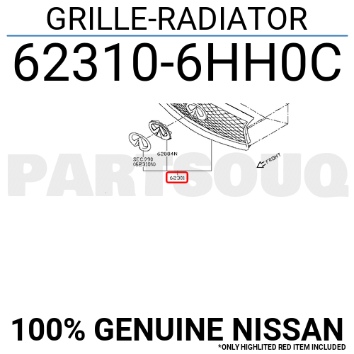 623106HH0C Genuine Nissan GRILLE-RADIATOR 62310-6HH0C | eBay