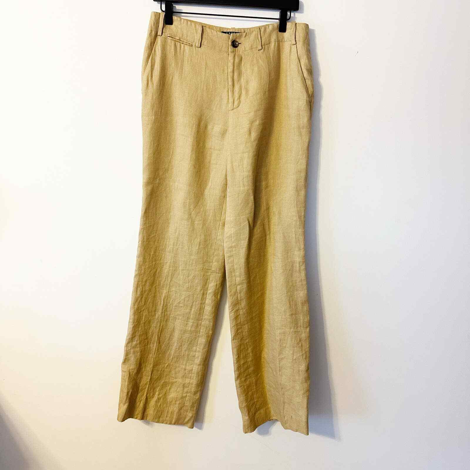 Lauren Ralph Lauren Sanderson Camel 100% Linen High W… - Gem