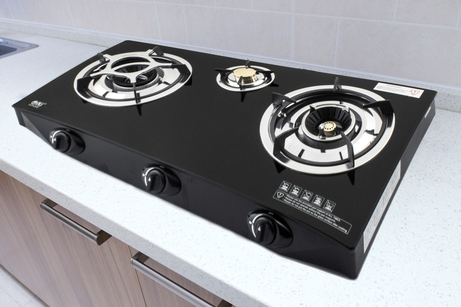 Portable Gas Stove 3 Burner Cooktop Hob Indoor Caravan Cooker LPG 7.8kW ...