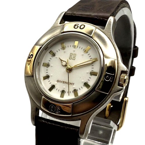 Givenchy 4G Logo Quartz Analog Watch Brown Leather Band Vintage Style ...