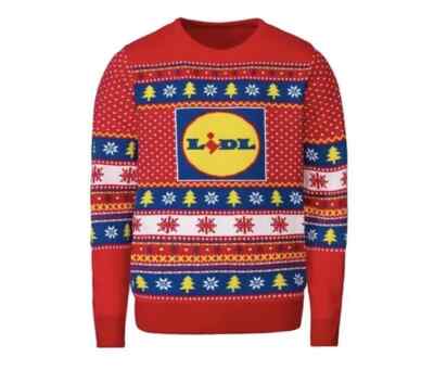 OFFICIAL LIDL MEN'S CHRISTMAS RED LOGO JUMPER SIZES S/M/L/XL | eBay UK
