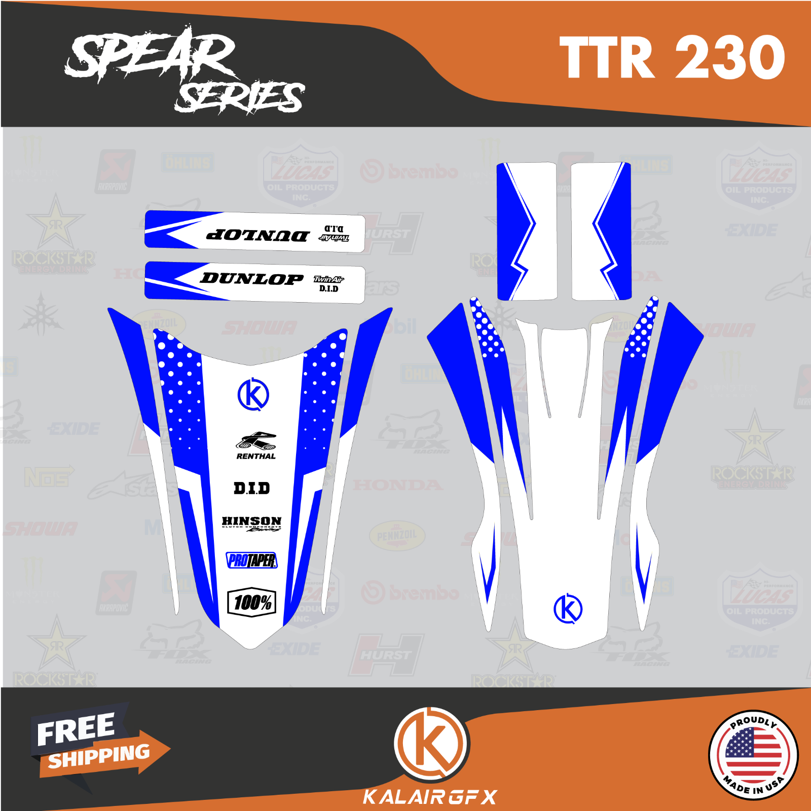 Graphics Kit for Yamaha TTR230 (2005-2023) TTR 230 Spear Series - White ...