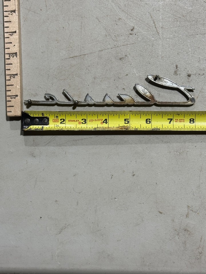 Vintage Classic Car Badge Emblem Hood Ornament 8" Chrome Silver Cursive ...