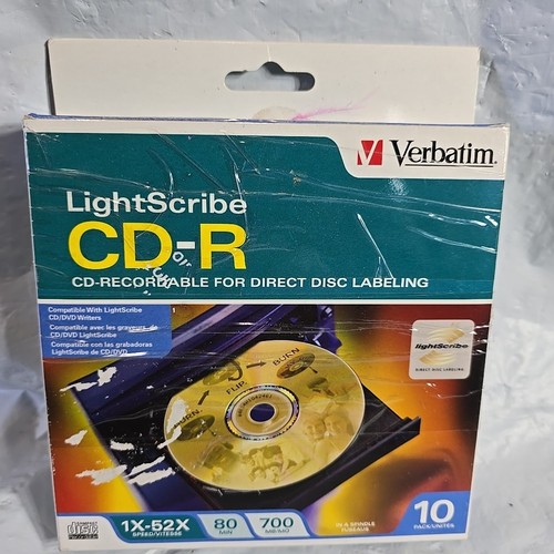 Verbatim LightScribe CD-R 6 Disc Pack 80 Min/700 MB/52X Speed - New CD ...