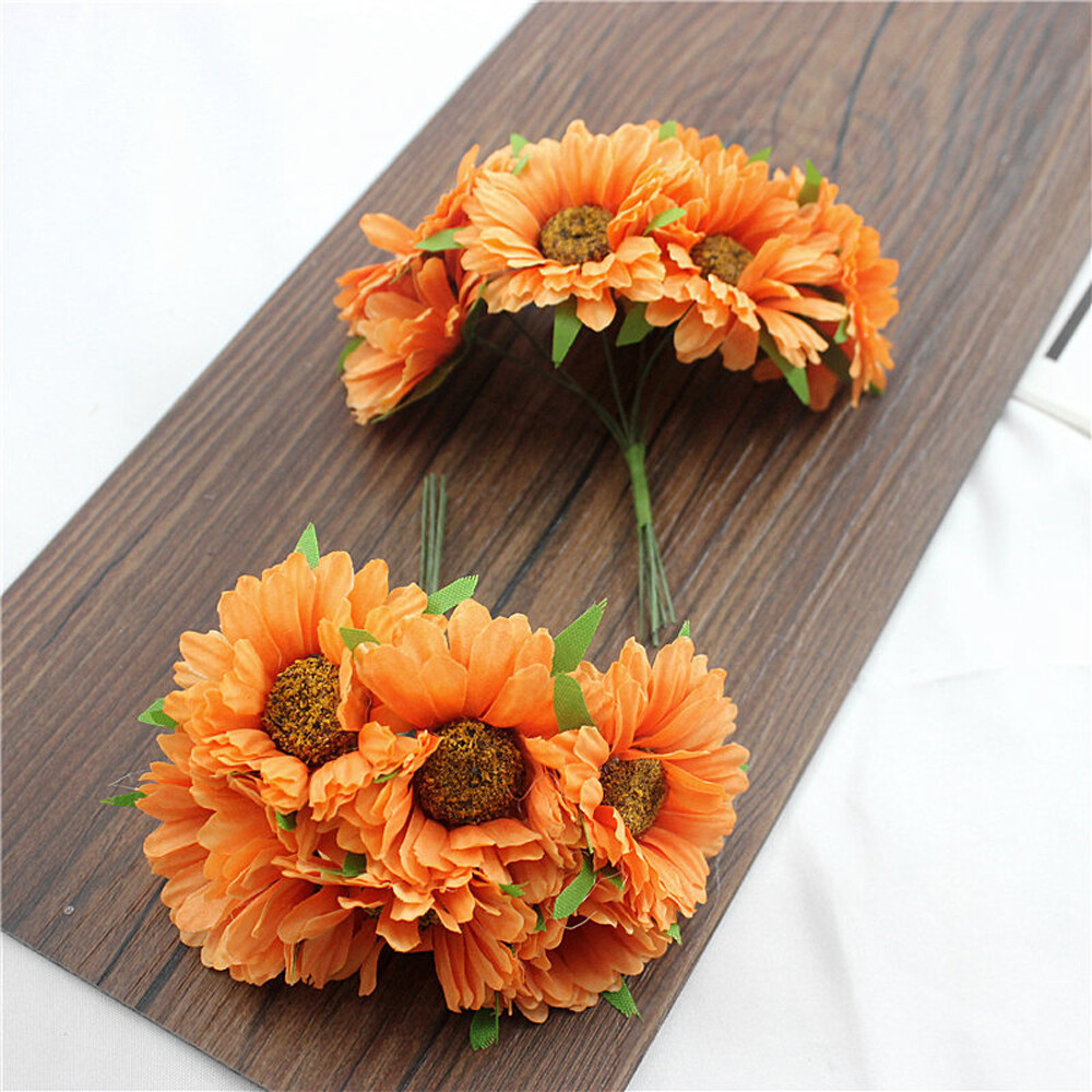6 heads Artificial Silk Gerbera Daisy Fake Flowers Bouquet Garden Home ...