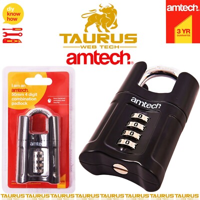 AMTECH Heavy Duty 50MM 4 Digit Combination Padlock Security Garage ...