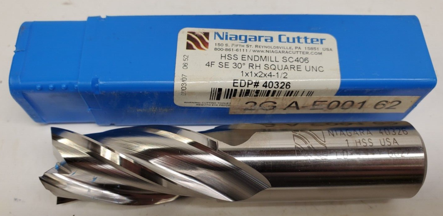 NEW - Niagara Cutter, SC406 - End Mill - EDP# 40326 - HSS - 1x1x2x4-1/2 ...