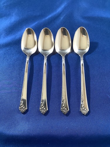 4 Heirloom Oneida Damask Rose Sterling Silver Coffee Demitasse Spoons ...