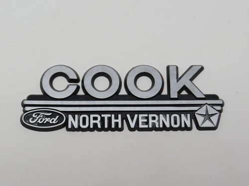 Vintage Cook Ford Chrysler Indiana Car Dealership Plastic Nameplate ...