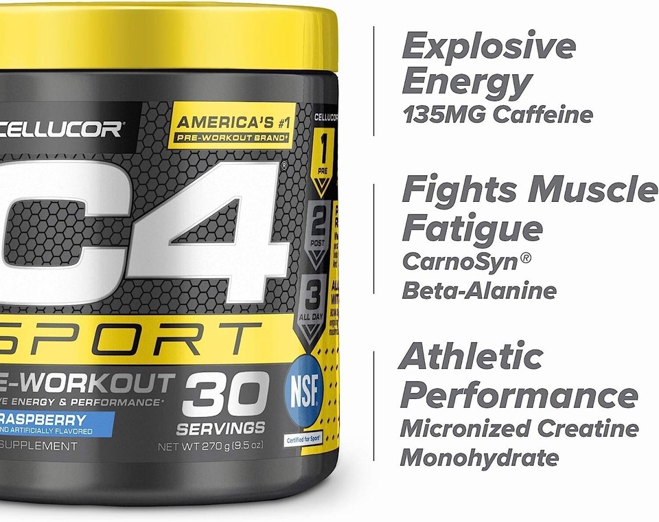 C4 Sport Pre Workout Powder Blue Raspberry - Pre Workout Energy 30 ...