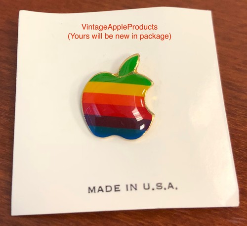 Vintage Apple Computer Rainbow Logo Pin Lapel AUTHENTIC (Steve Jobs era ...