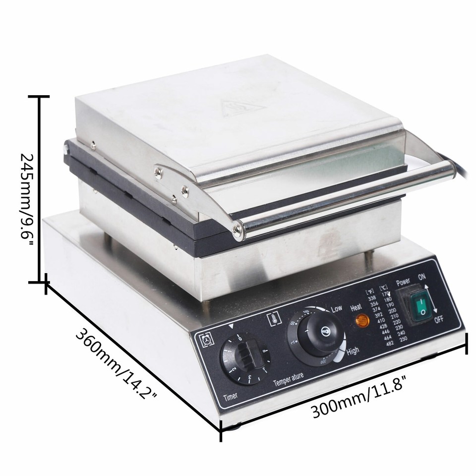 Commercial Electric Nonstick 1500W 6-Slice Square Waffle Baker Maker ...