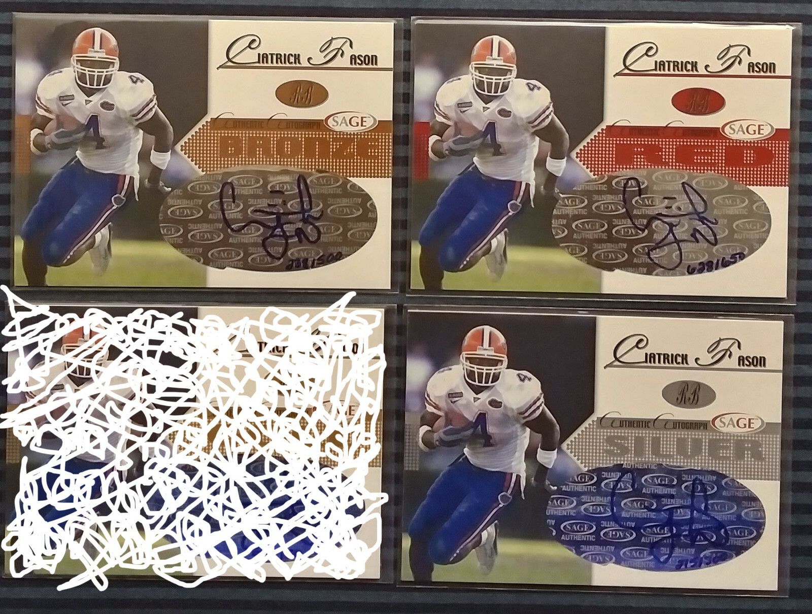 CIATRICK FASON - 2005 SAGE AUTOGRAPH 3 CARD LOT (FLORIDA GATORS ...