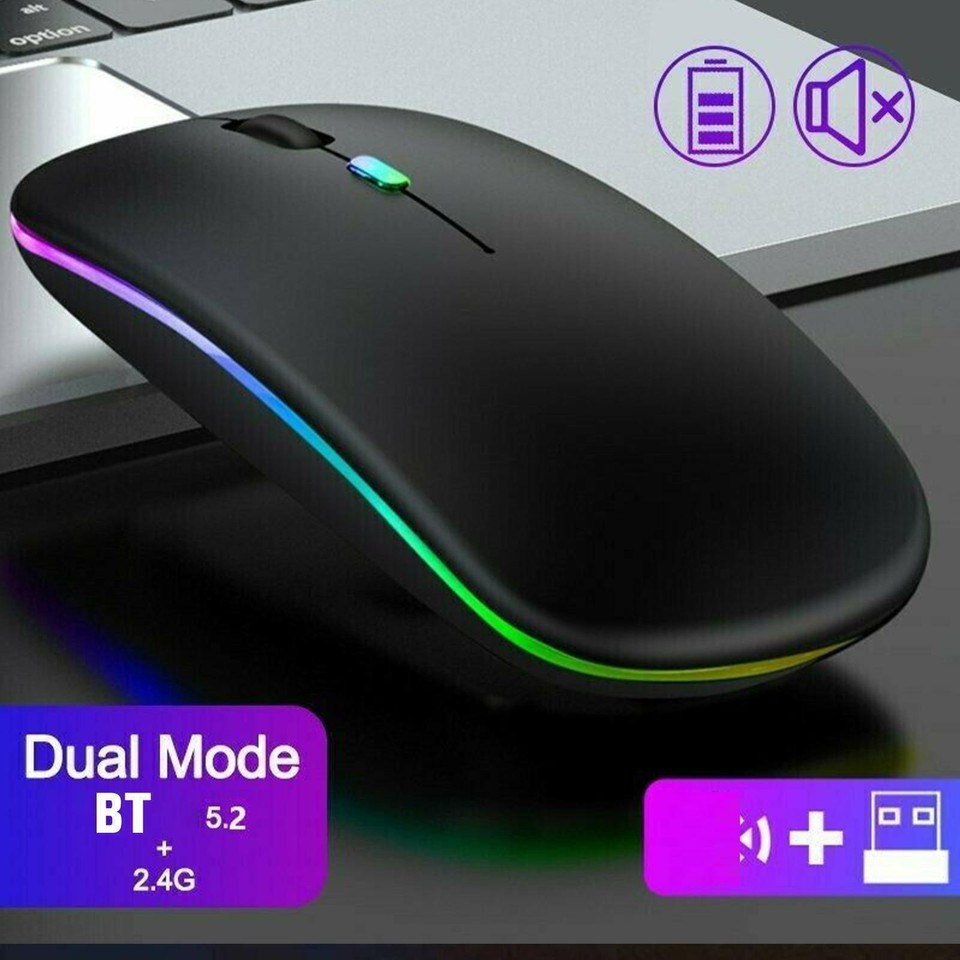 2.4GHz Wireless Bluetooth Optical Mouse Laptop RGB Mice Batteryღ S5C2 ...