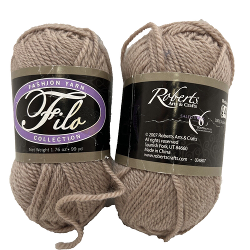 lot of 2 Roberts Crafts Filo Fashion Yarn Collection Doeskin 27-0142 ...
