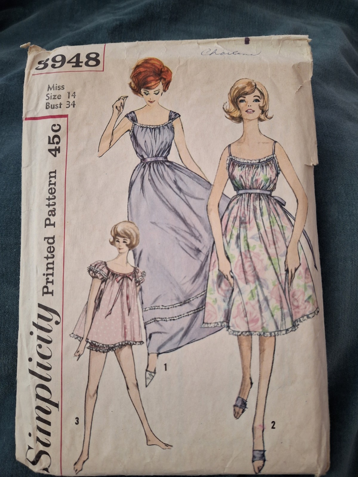Vintage Simplicity Fancy Nightgown/Panties Pattern 3948 Bust 34 | eBay