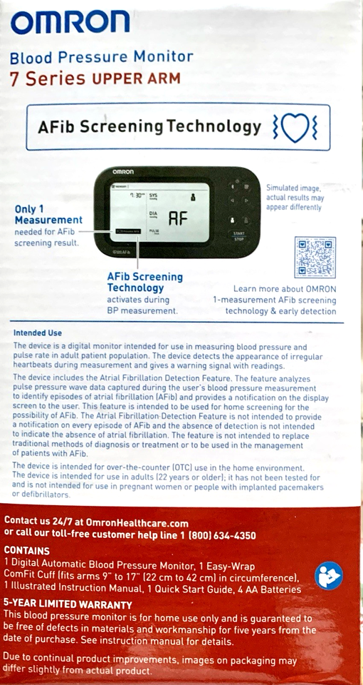 OMRON - 7 Series - AFib Screening - Upper Arm Blood Pressure Monitor ...