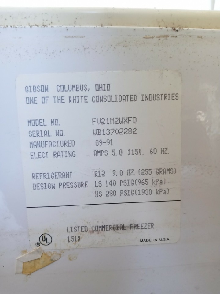 Gibson FV21M2WXFD Gibson Upright Commercial Freezer 32" x 26" x 64" H ...