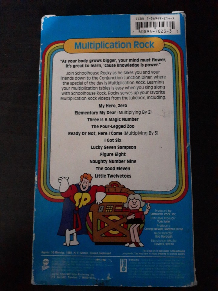 School House Rock - Multiplication Rock VHS 1995 CLASSIC ANIMATION ...