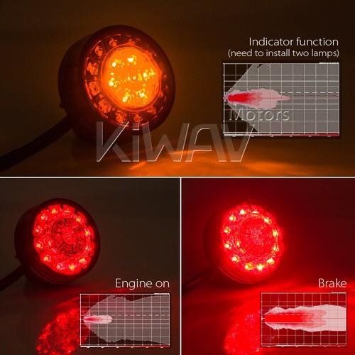 1 PCE 3 inch Motorcycle LED Round Tail Light EMI Class 3 for John Deere ...