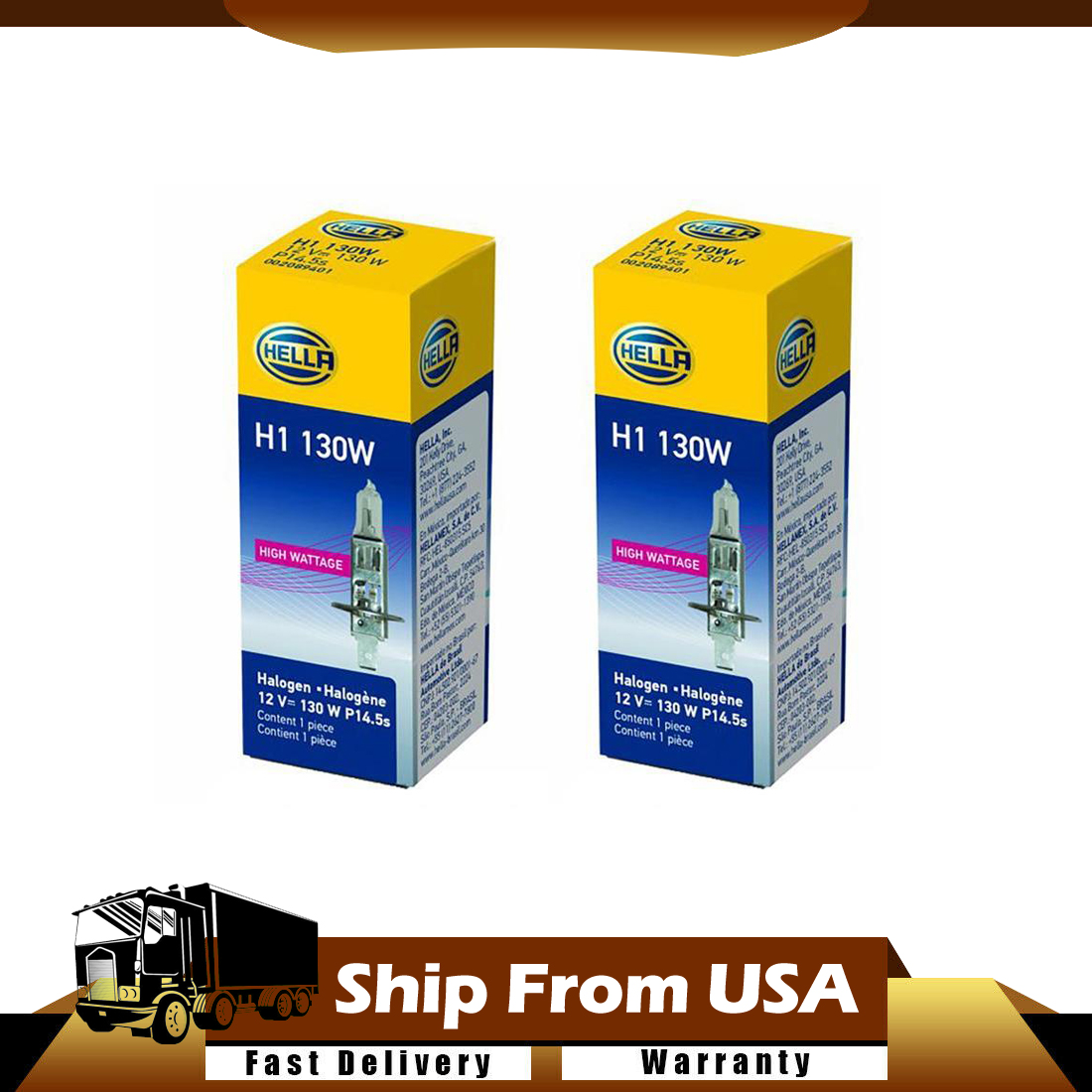 For 2 Pieces Hella H1 130W Headlight Bulb H1 Xenon White High Quality ...