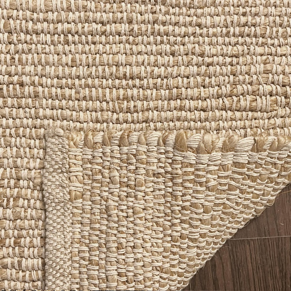 6x9 Jute Cotton Hand Woven Area Rug, Natural Jute Braided Boho ...