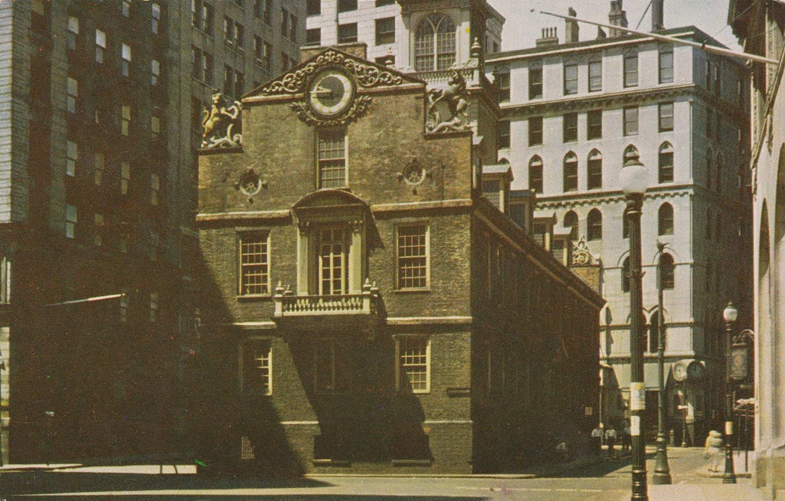 *Massachusettes Postcard-"Old State House" /Historic Events/*Boston (U1 ...