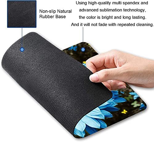 Personalized Blue Rectangular Gaming Mouse Pad, Natural Sunflower Mouse ...