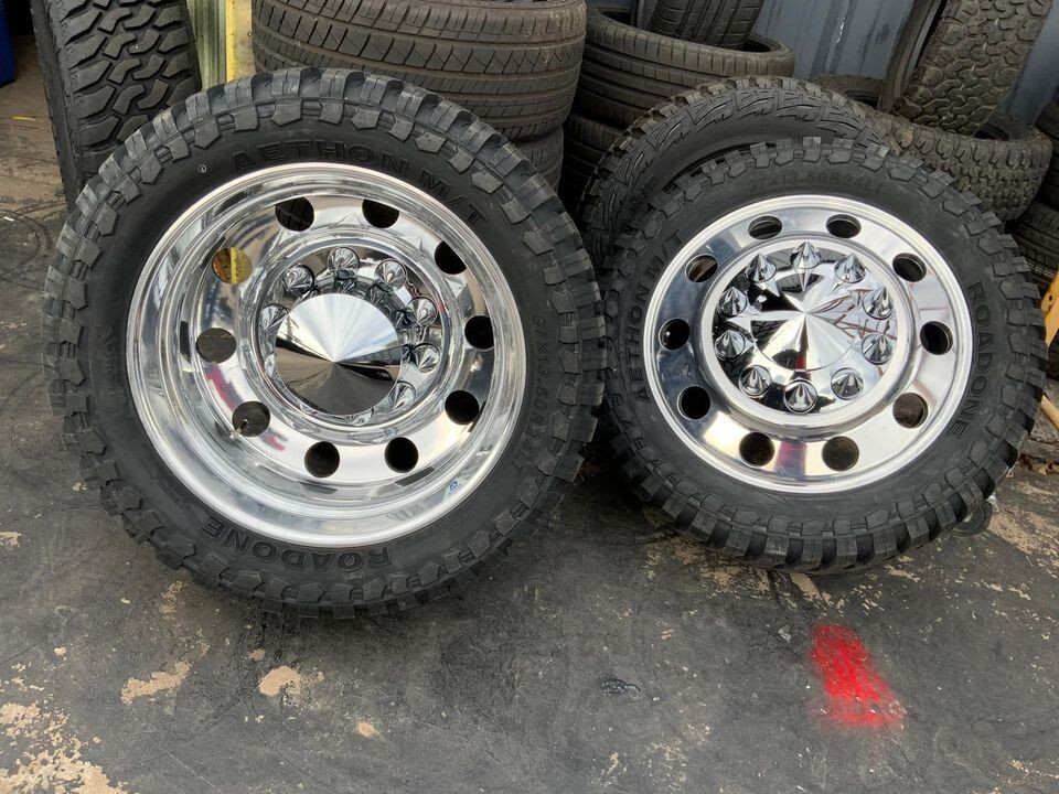 6 NEW 22"New Dually Wheels Classic Alcoa 10 Lug rims w/ Tires caps ...