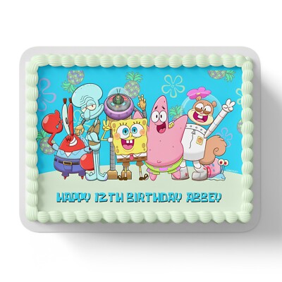 Spongebob Squarepants Rectangle Square A4 A3 Edible Icing Cake Topper ...